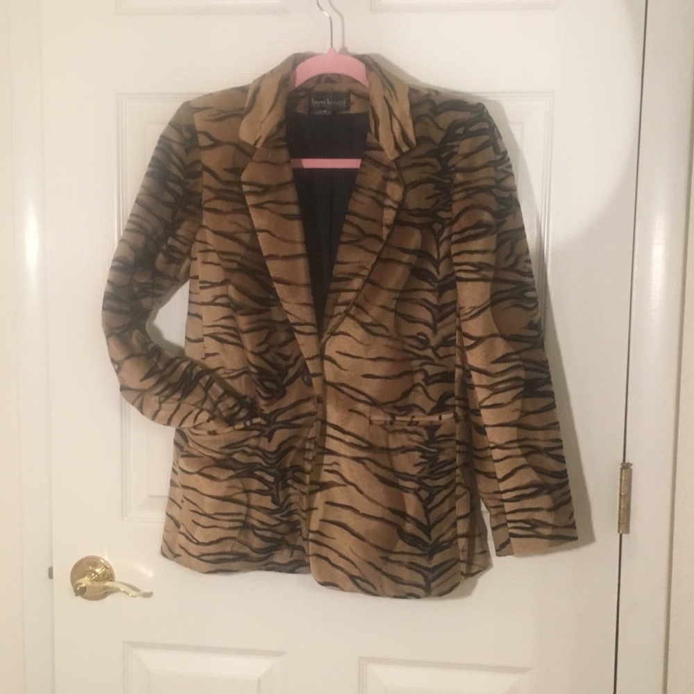 Vintage Tiger Print Velvet Blazer - Gem